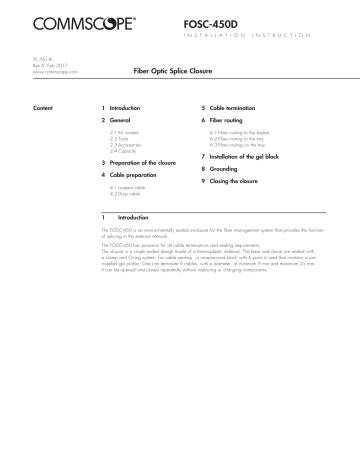 CommScope FOSC-450D Installation Instruction | Manualzz