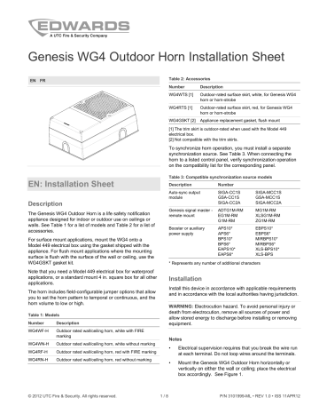 Edwards Genesis Outdoor Horn Installation Instructions | Manualzz