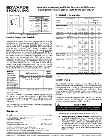 EDWARDS 5530M & 5530MHV Series Installationsanleitung | Manualzz