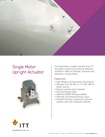 ITT Aerospace Advanced Technology Actuator Spec Sheet | Manualzz