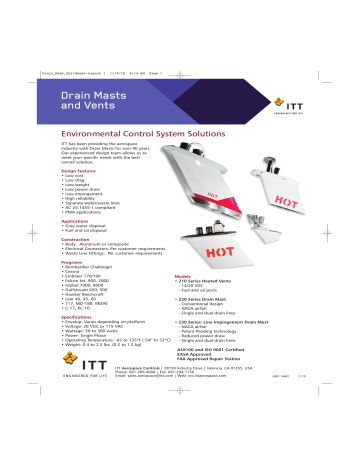 ITT Aerospace Drain Mast Spec Sheet | Manualzz