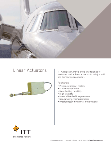 ITT Aerospace Linear Actuator Spec Sheet | Manualzz