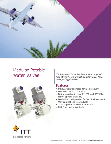 ITT Aerospace Modular Potable Water Valve Spec Sheet | Manualzz