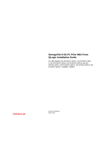 Oracle StorageTek 8 Gb FC PCIe HBA Installation Manual | Manualzz