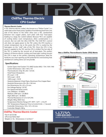 Ultra Products ChillTec Thermo Electric Cooler ULT33186 Specifications ...