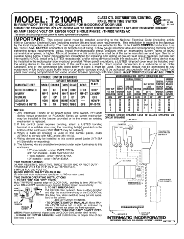 Intermatic T21004R Supplementary Manual | Manualzz