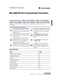 Allen-Bradley Micro850 series - User manual, installation Guide, Manual