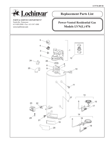Lochinvar LV(N Replacement Parts List | Manualzz