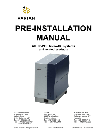 Varian CP-4900 Micro-GC Preinstallation Manual | Manualzz