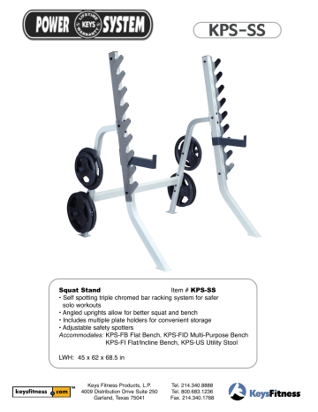 Keys Fitness Power System KPS-SS Specification Sheet | Manualzz