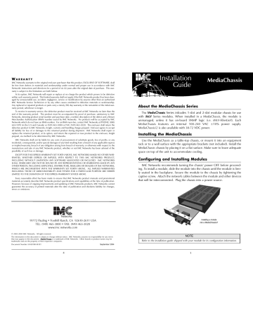 IMC Networks MediaChassis/I-AC Installation Manual | Manualzz