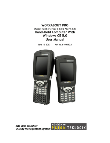 Psion Teklogix WORKABOUT PRO 7527 S G2 User Manual | Manualzz