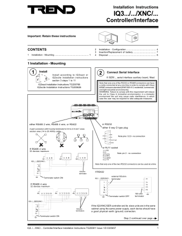 TREND IQ3 series Installation Instructions Manual | Manualzz