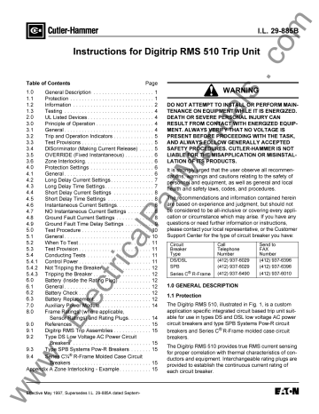 Eaton Digitrip RMS 510 LS Instruction Manual | Manualzz