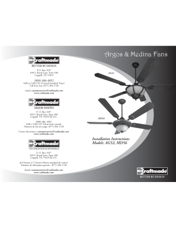 Craftmade Argos AG52 Installation Instructions Manual | Manualzz