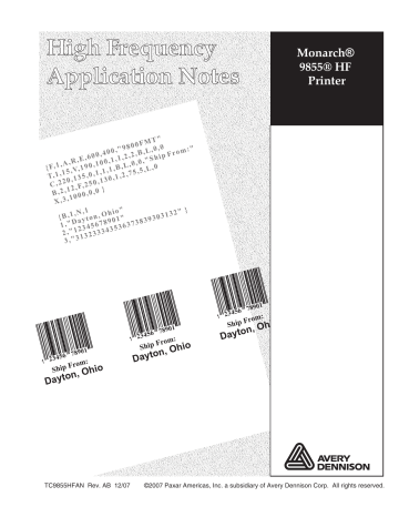 Monarch 9855 Application Notes | Manualzz