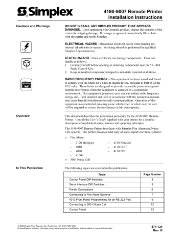 Simplex 4190-9007 Installation Instructions Manual | Manualzz