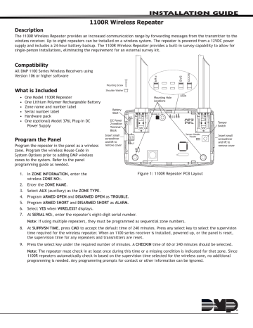 DMP Electronics 1100R Installation Manual | Manualzz