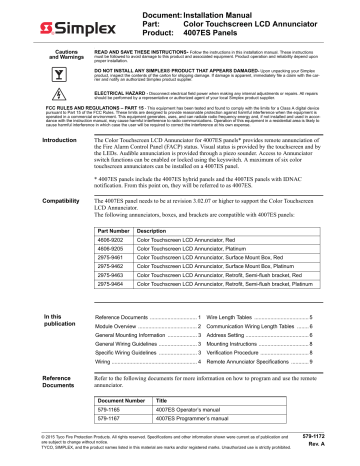 Simplex 4007ES Panels Installation Manual | Manualzz