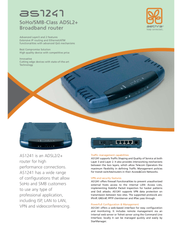 Aethra AS1241 Technical Specifications | Manualzz