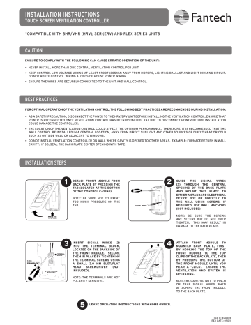 Fantech ECO-Touch Installation Instructions | Manualzz
