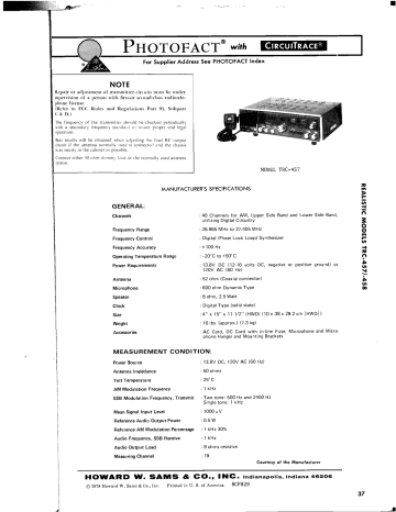 Realistic TRC-457, TRC-458 Owner's Manual | Manualzz