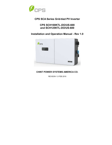 CPS SCA Series Installation And Operation Manual | Manualzz