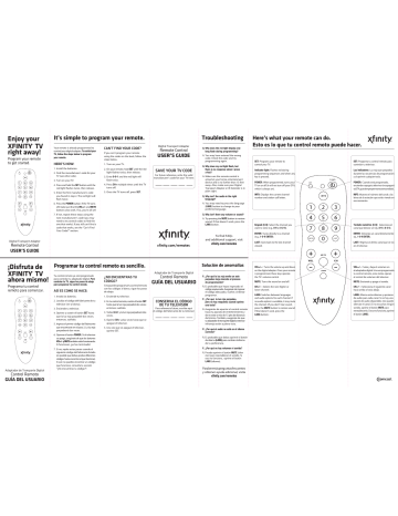 Comcast Remote Control User Manual | Manualzz