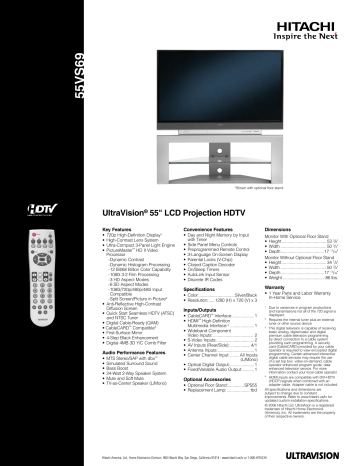 Hitachi UltraVision 55VS69 Specifications | Manualzz