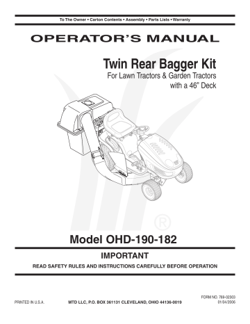 MTD OHD-190-182 Operator's Manual | Manualzz