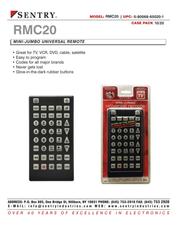 Sentry RMC20 Specifications | Manualzz