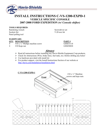 Havis-Shields C-VS-1200-EXPD-1 Install Instructions | Manualzz