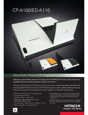 Hitachi CP-A100 Series, ED-A110 Specification Sheet | Manualzz