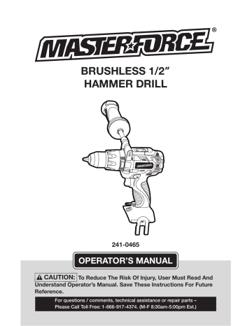 MasterForce 241-0465 Operator's Manual | Manualzz