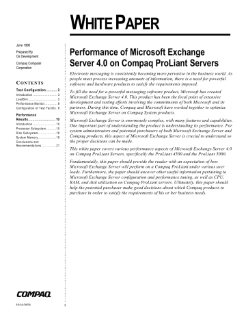 Compaq ProLiant 400, ProLiant 8000, Proliant 800 White Paper | Manualzz