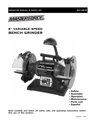 MasterForce 241-0818 Operating Manual & Parts List | Manualzz