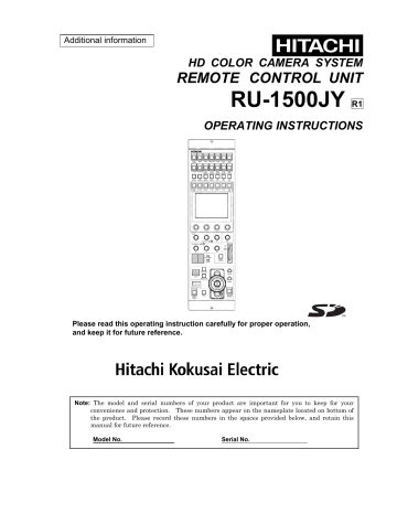 Hitachi RU-1500JY Operating Instructions Manual | Manualzz