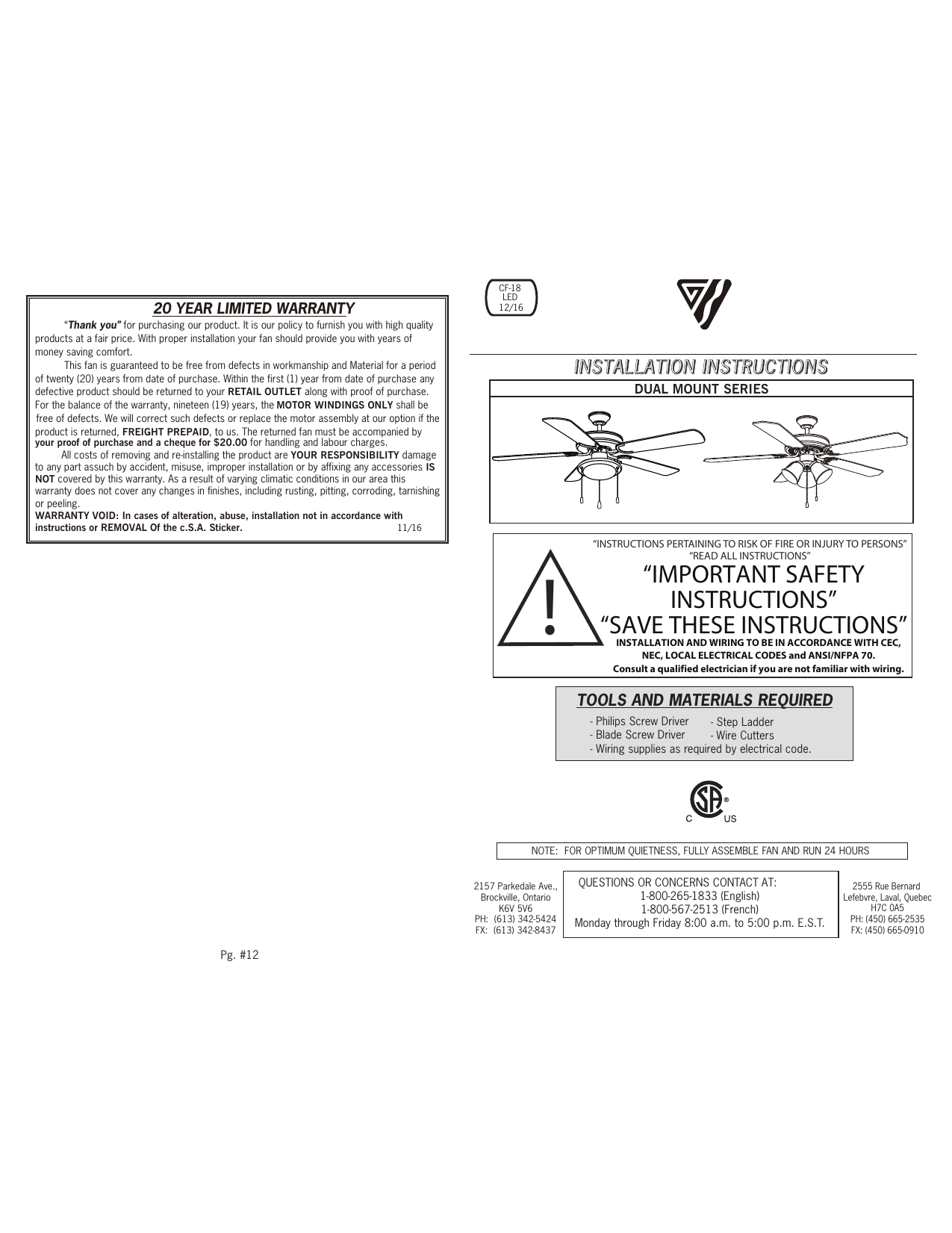 Canarm Ceiling Fan Installation Instructions | Shelly Lighting