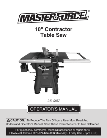 MasterForce 240-0037 Operator's Manual | Manualzz