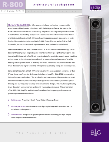 Bg Radia Series R-800 Specifications | Manualzz
