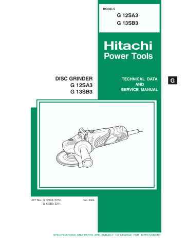 Hitachi G 12SA3, G 13SB3 Technical Data And Service Manual | Manualzz