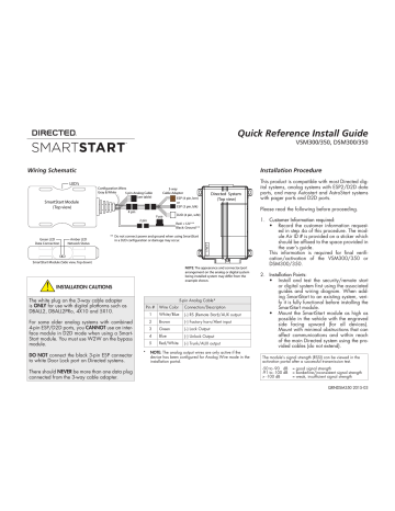 Directed SMARTASTART VSM300 Quick Reference Install Manual | Manualzz
