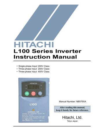 Hitachi L100 Series Instruction Manual | Manualzz