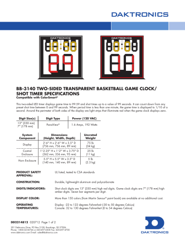 Daktronics bb-3140 Specifications | Manualzz