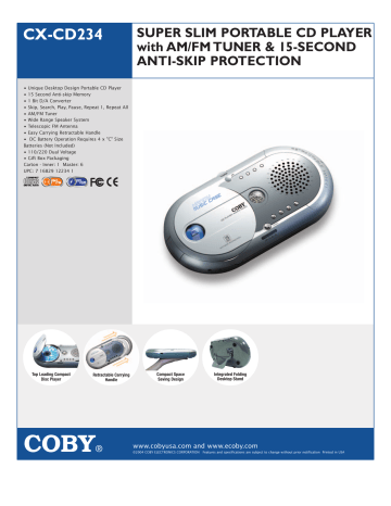 Coby CX-CD234 Specifications | Manualzz