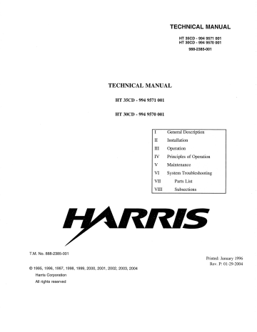 Harris HT 30CD, HT 35CD Technical Manual | Manualzz