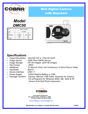 Cobra Digital DMC50 Specifications | Manualzz