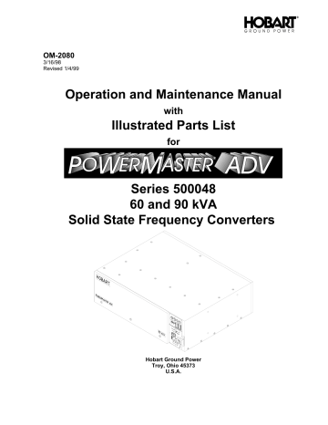 Hobart PowerMaster ADV 500048 Series Operation And Maintenance Manual ...