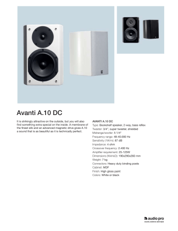 Audio Pro Avanti A.10 DC Specifications | Manualzz