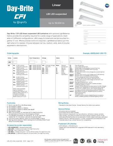Day-Brite CFI LBX LED Linear Suspended Specifications | Manualzz